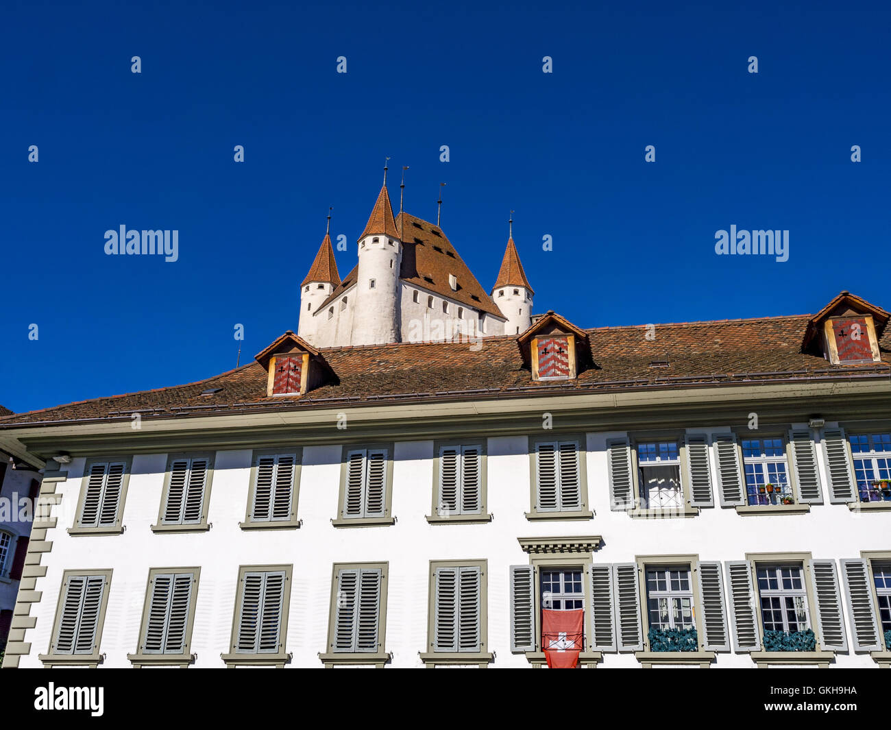Old Town in Thun and Castle Thun, Bernese Oberland, Canton of Bern ...
