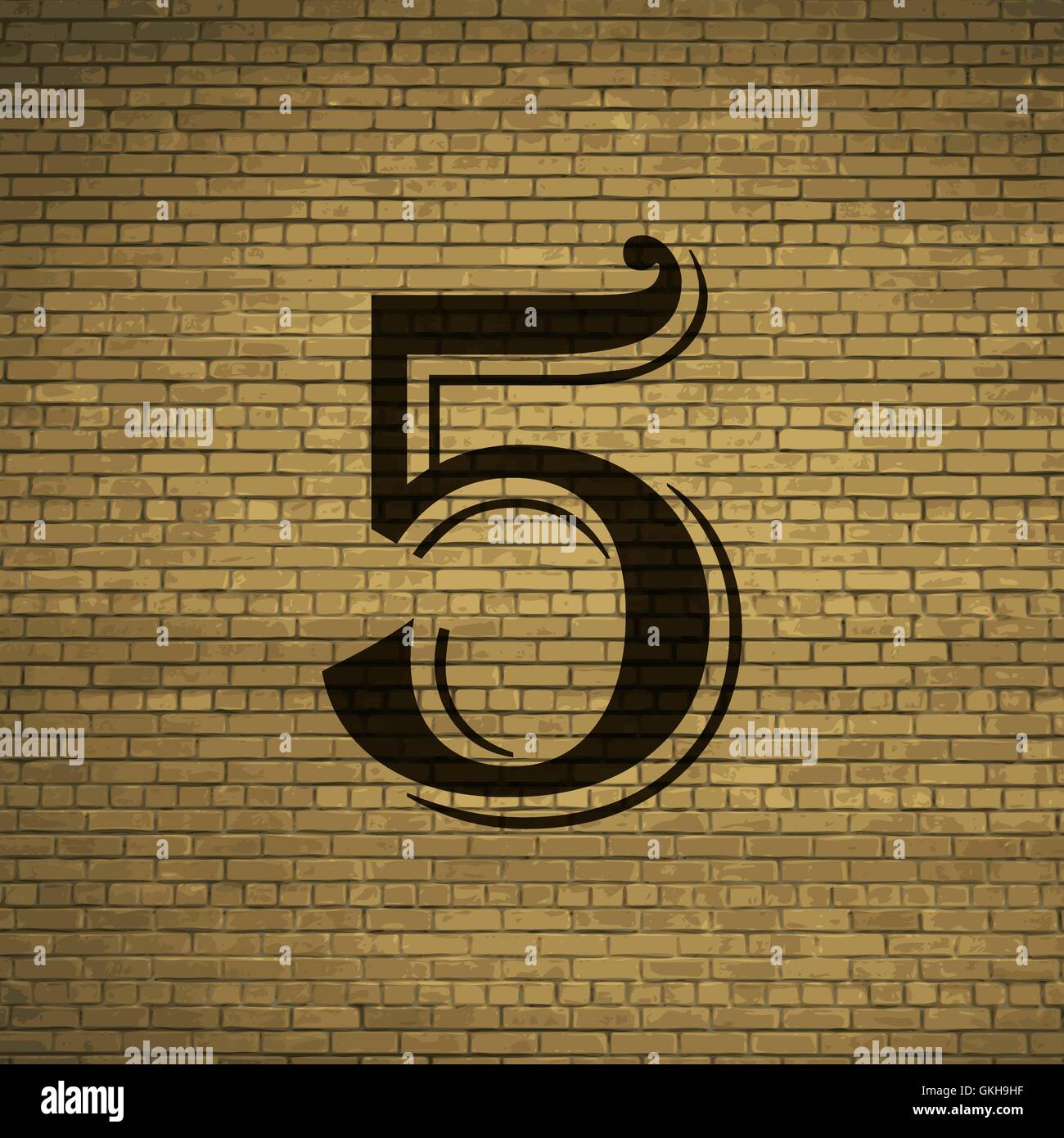 number five icon symbol Flat modern web design with long shadow and ...