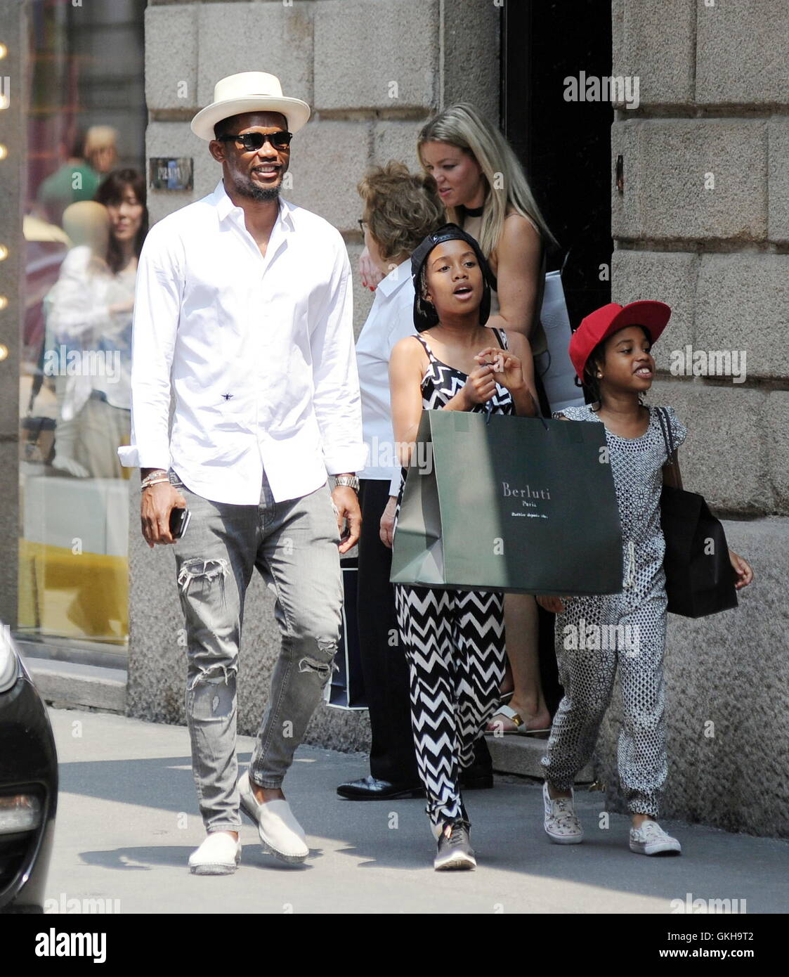 Samuel Eto'o takes his daughters shopping in Milan Featuring: Samuel ...