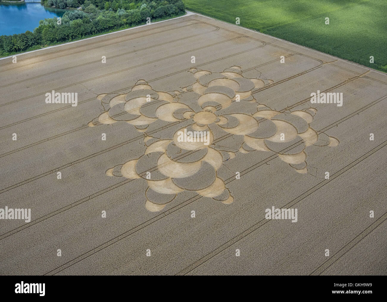 Crop Circle in cornfield near Mammendorf, Bavaria, Germany Stock Photo ...