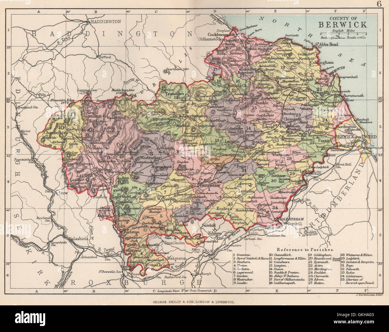Berwickshire map hi-res stock photography and images - Alamy