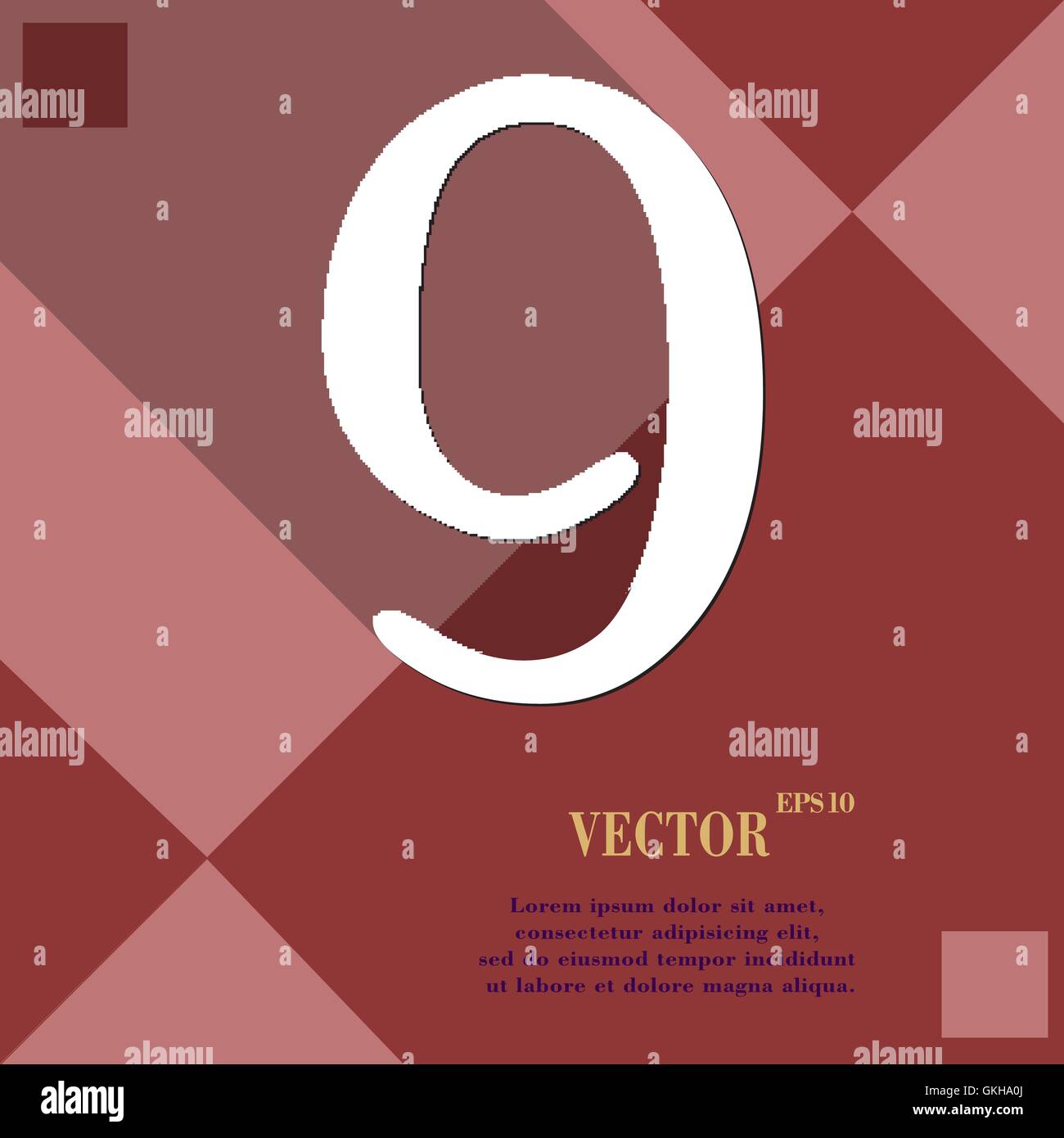 number Nine icon symbol Flat modern web design with long shadow and ...