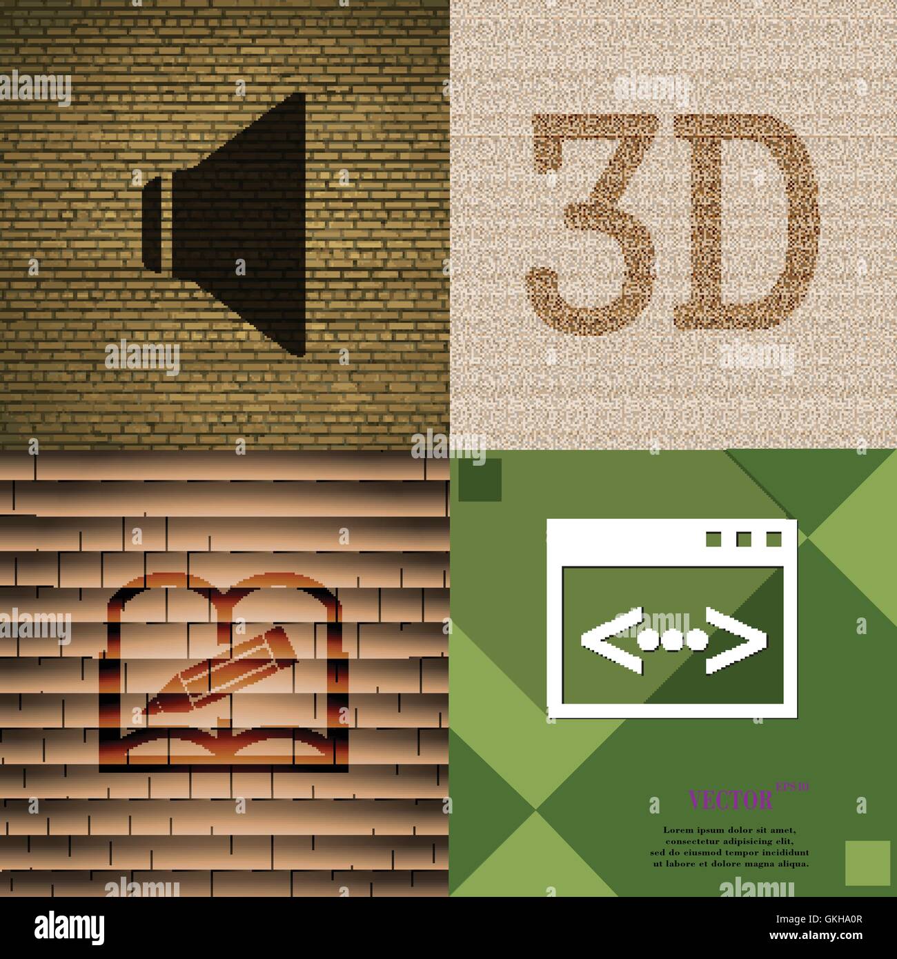 Set of abstract backgrounds with different web icons Stock Vector Image ...