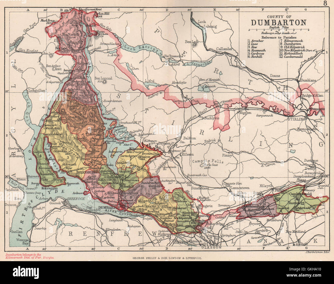 Map of the county of dumbarton hi-res stock photography and images - Alamy