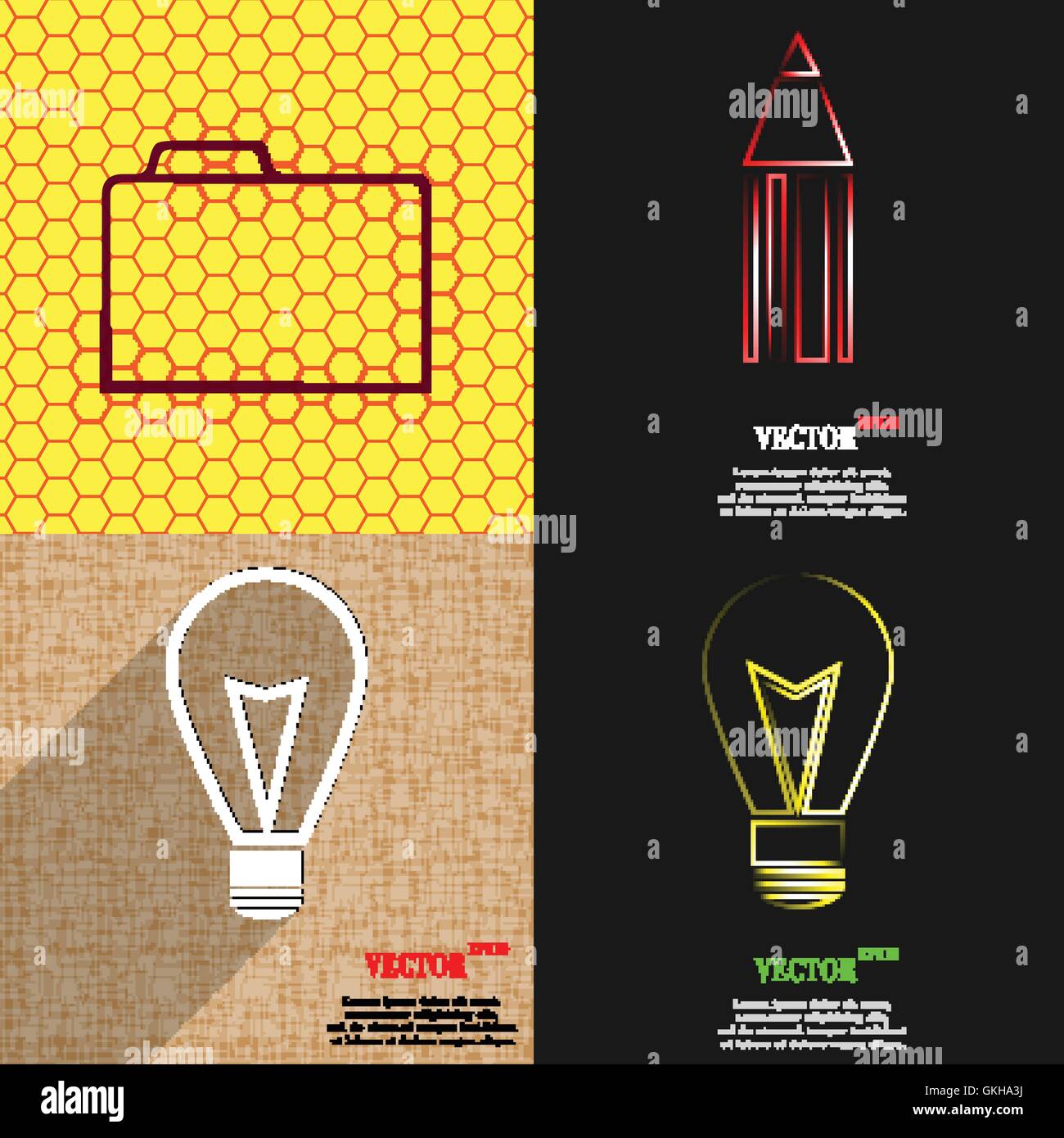 Set of abstract backgrounds with different web icons Stock Vector Image ...