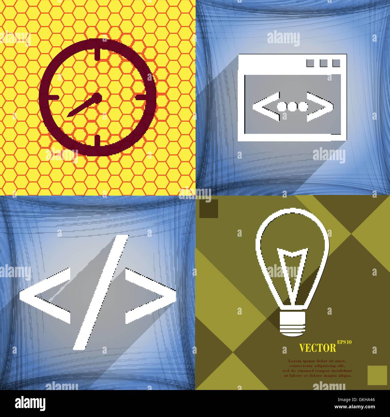 Set of abstract backgrounds with different web icons Stock Vector Image ...