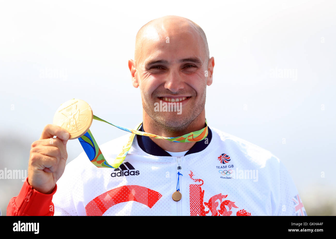 Great Britain's Liam Heath folliowing his gold medal in the men's K1 ...