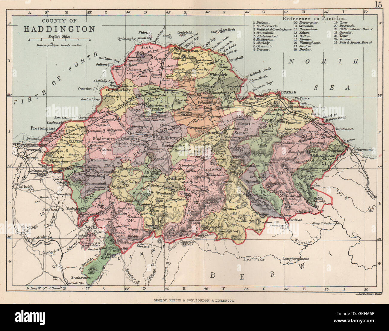 Map of county of haddington hi-res stock photography and images - Alamy