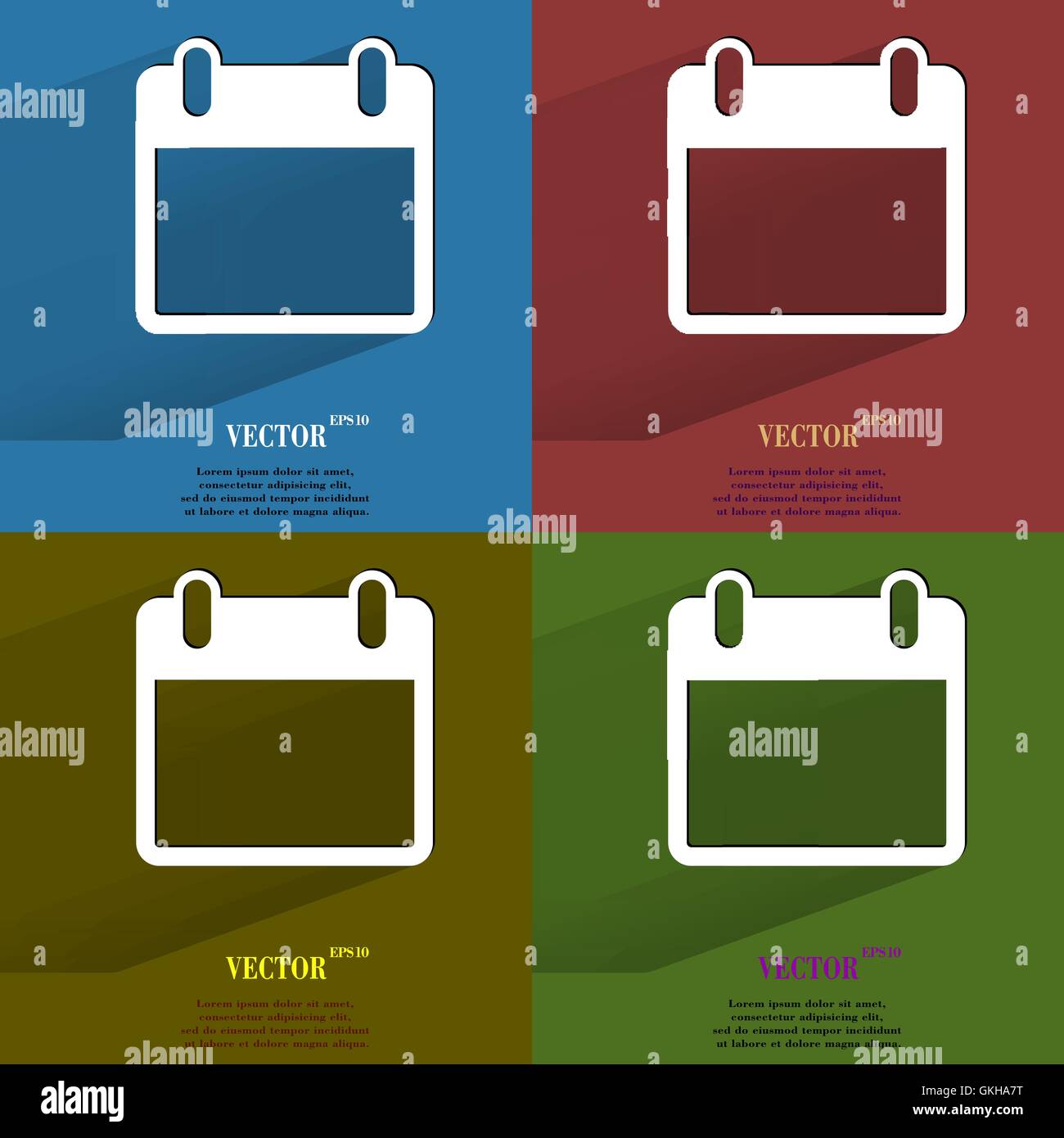 Color set Calendar. Flat modern web button with long shadow and space ...