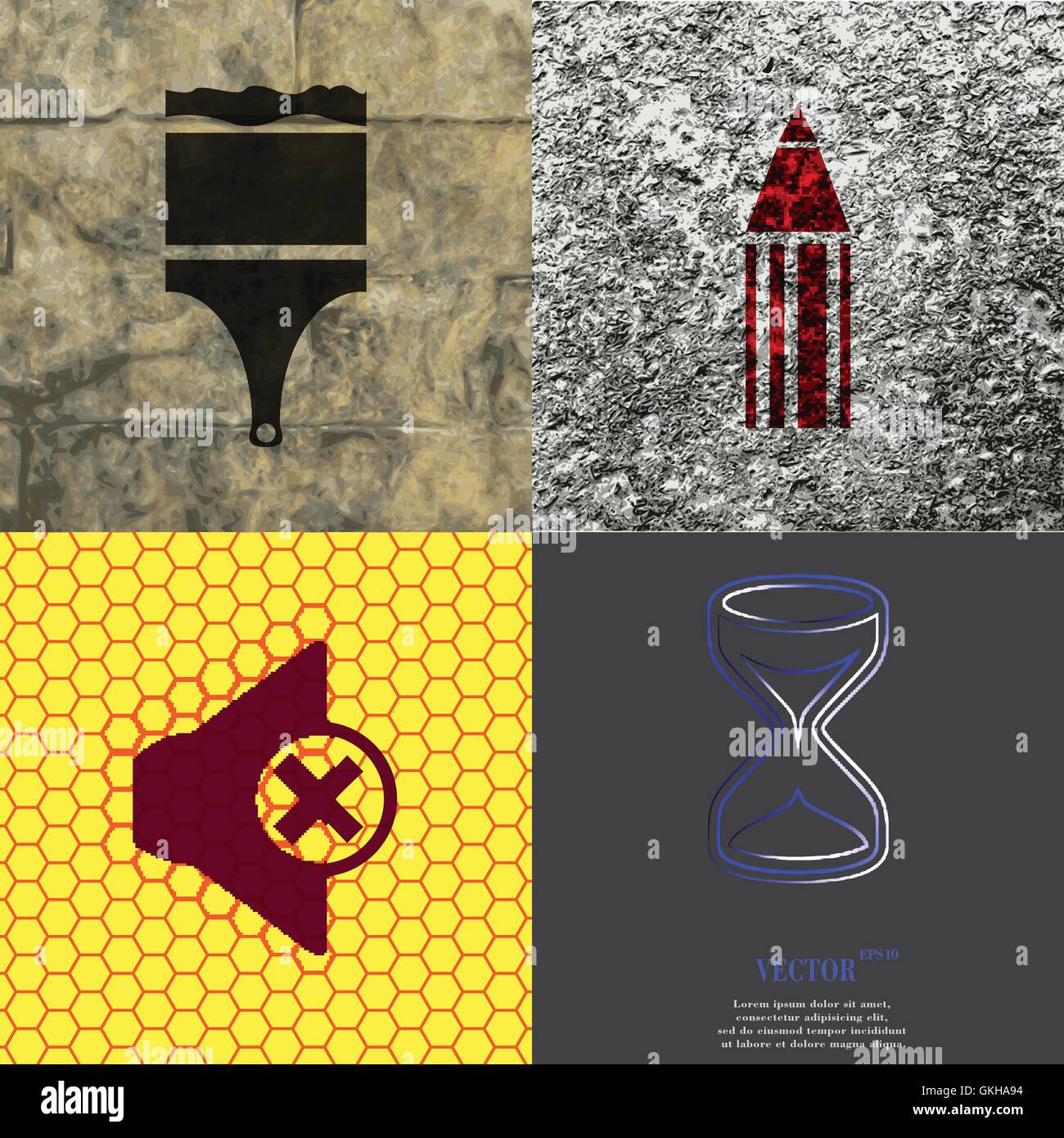 Set of abstract backgrounds with different web icons Stock Vector Image ...