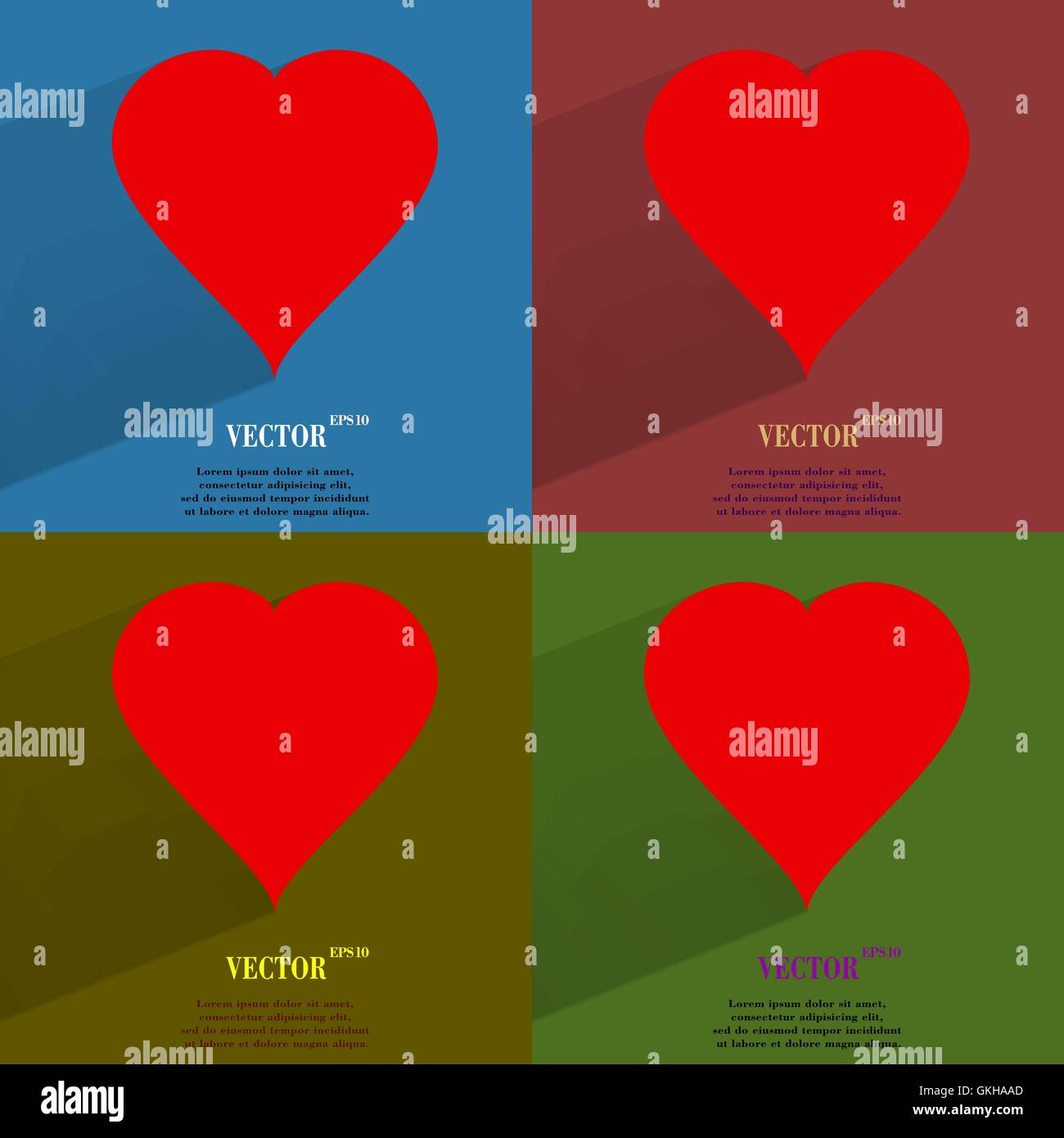 Color set red heart web icon, flat design Stock Vector Image & Art - Alamy