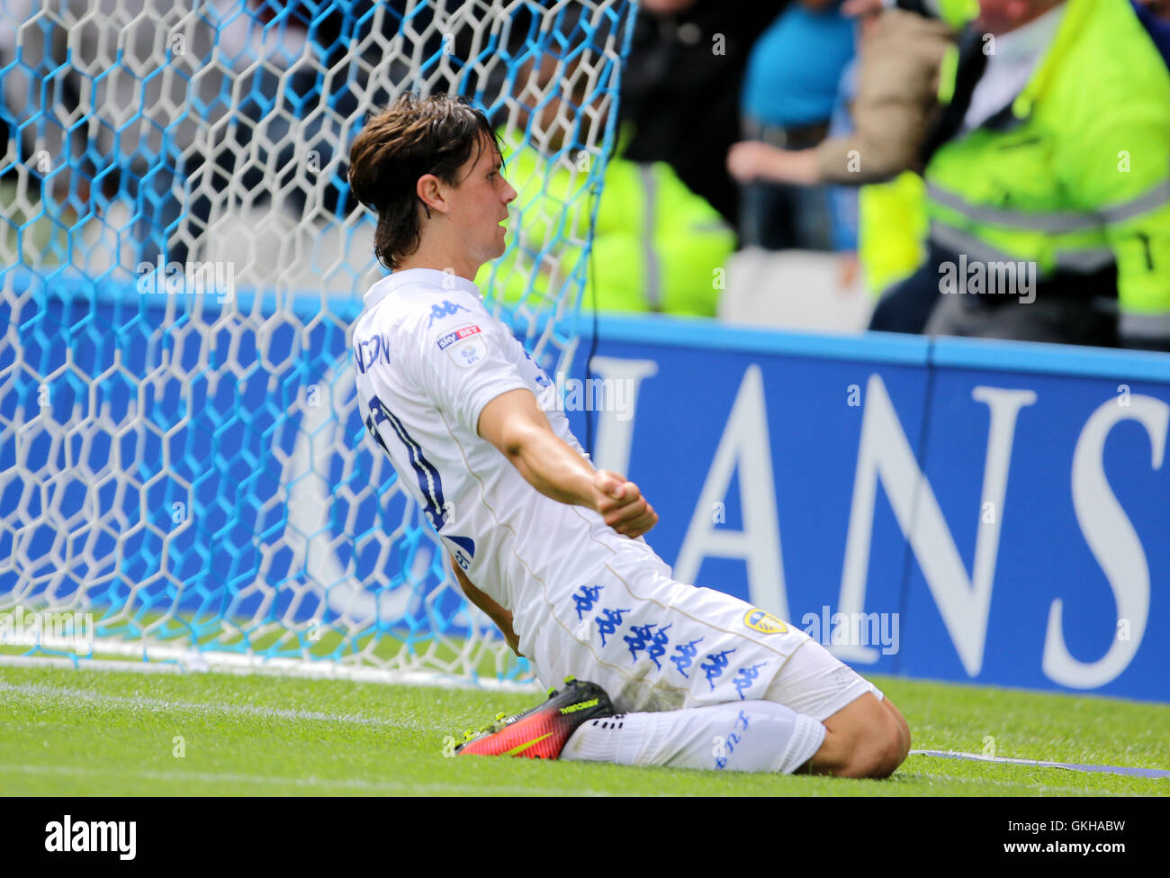 Leeds United's Marcus Antonsson celebrates scoring his sides first goal ...