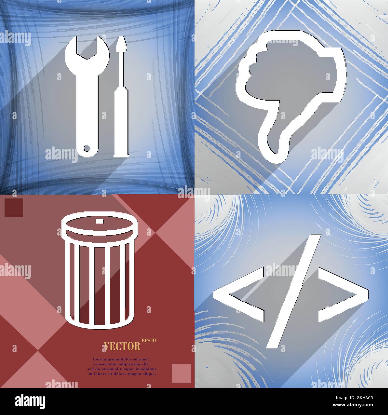 Set of abstract backgrounds with different web icons Stock Vector Image ...