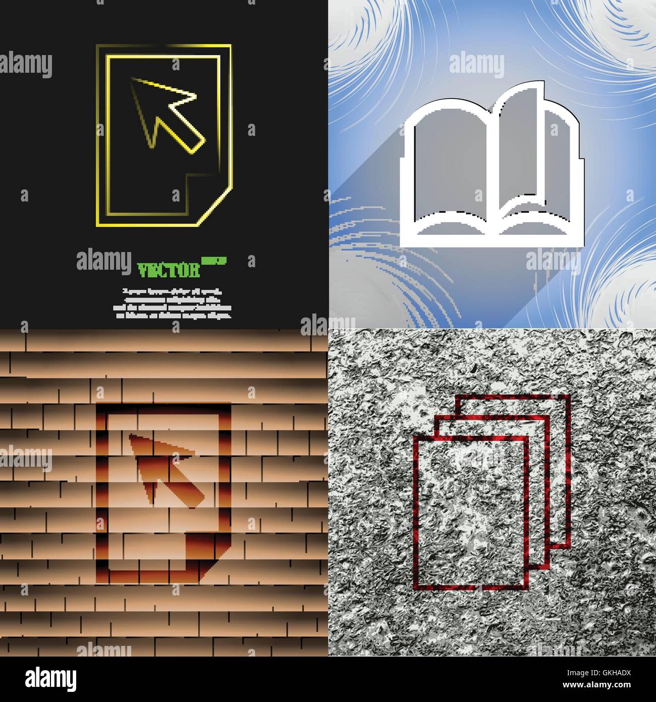 Set of abstract backgrounds with different web icons Stock Vector Image ...