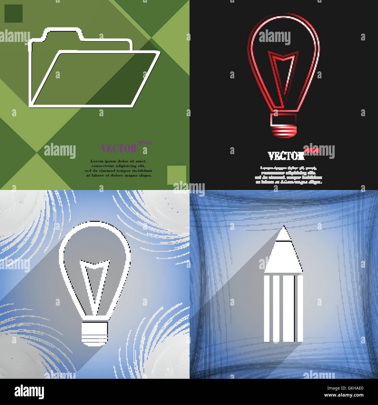 Set of abstract backgrounds with different web icons Stock Vector Image ...