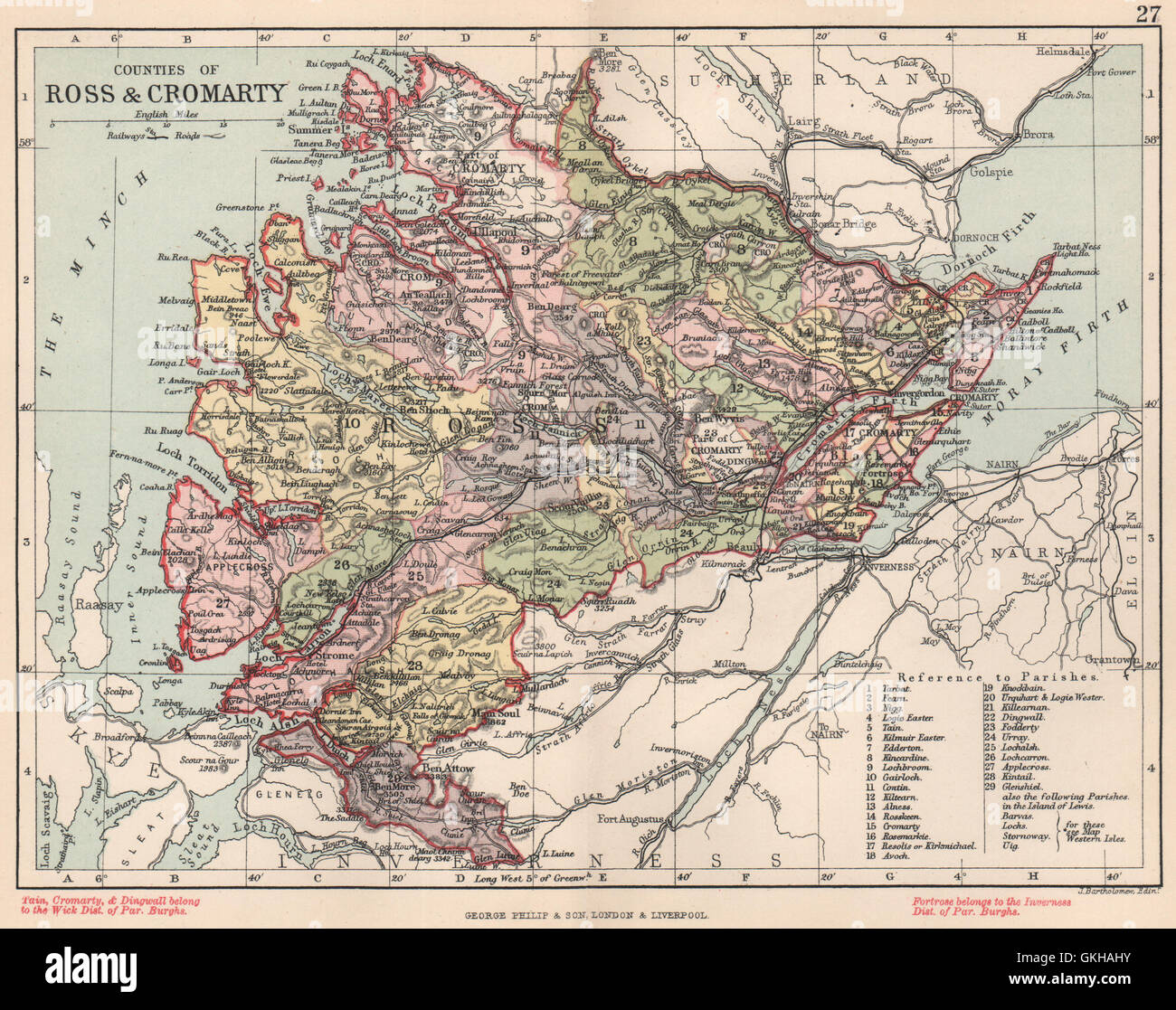 'Counties of Ross & Cromarty'. Ross-shire & Cromartyshire. BARTHOLOMEW ...