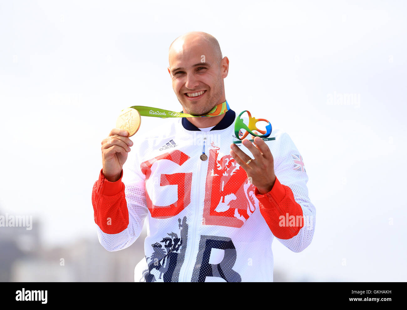 Great Britain's Liam Heath following his gold medal in the men's K1 200 ...
