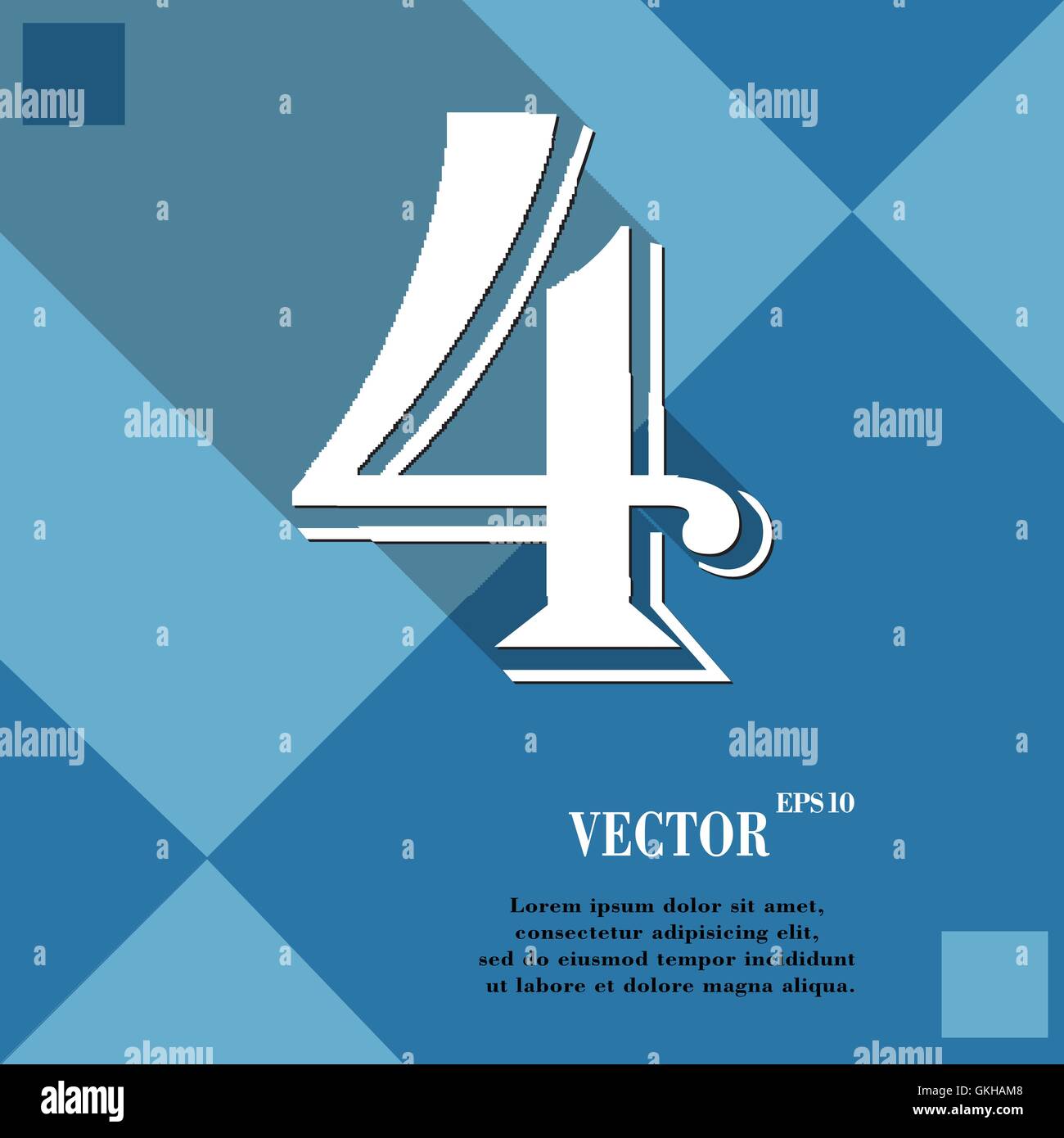 number four icon symbol Flat modern web design with long shadow and ...