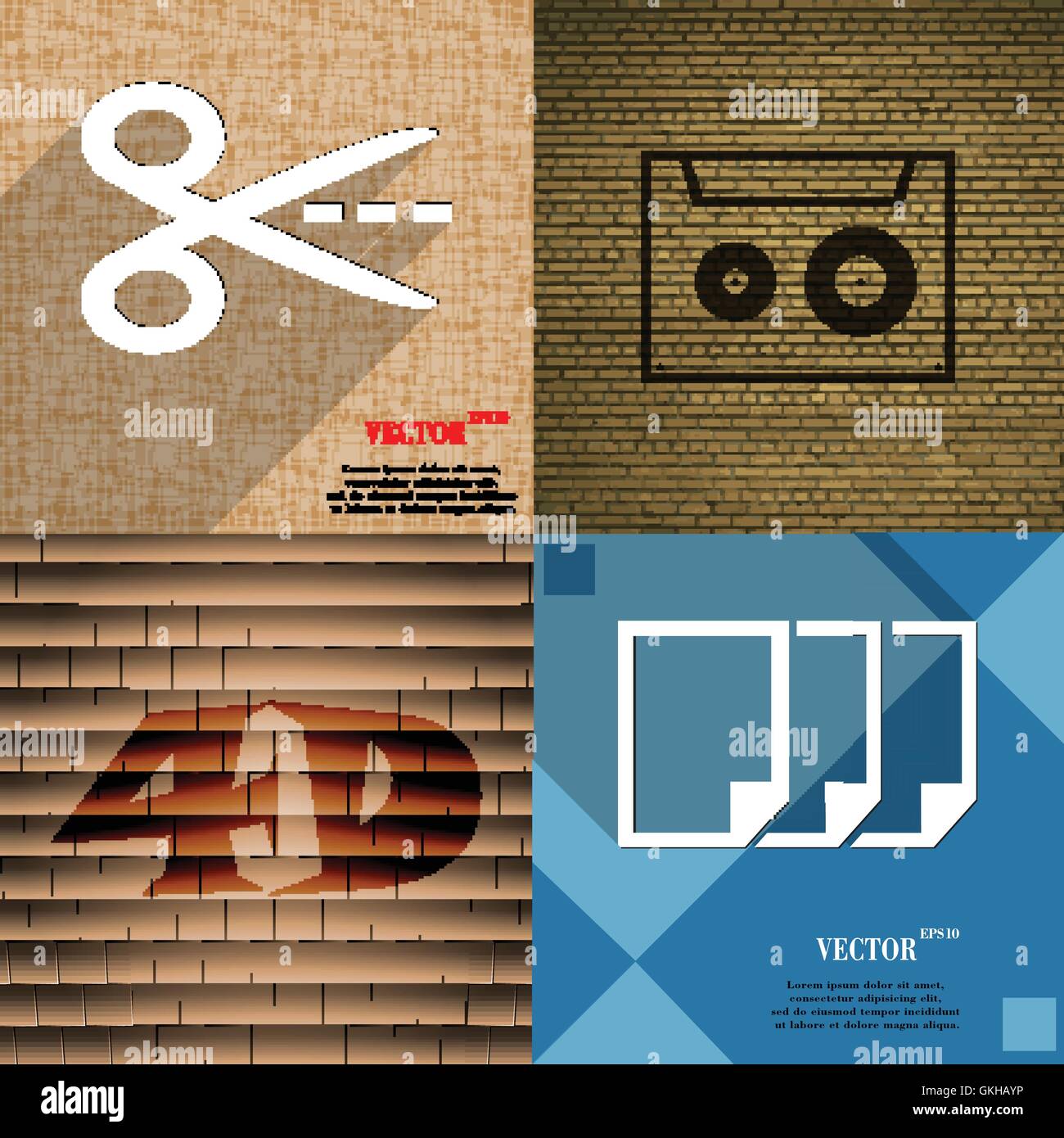 Set of abstract backgrounds with different web icons Stock Vector Image ...