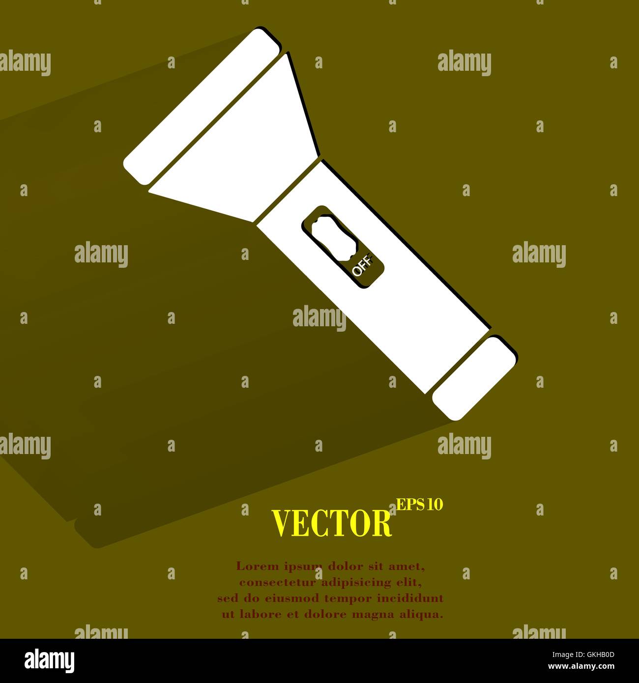 Flashlight . Flat modern web button with long shadow and space for your ...