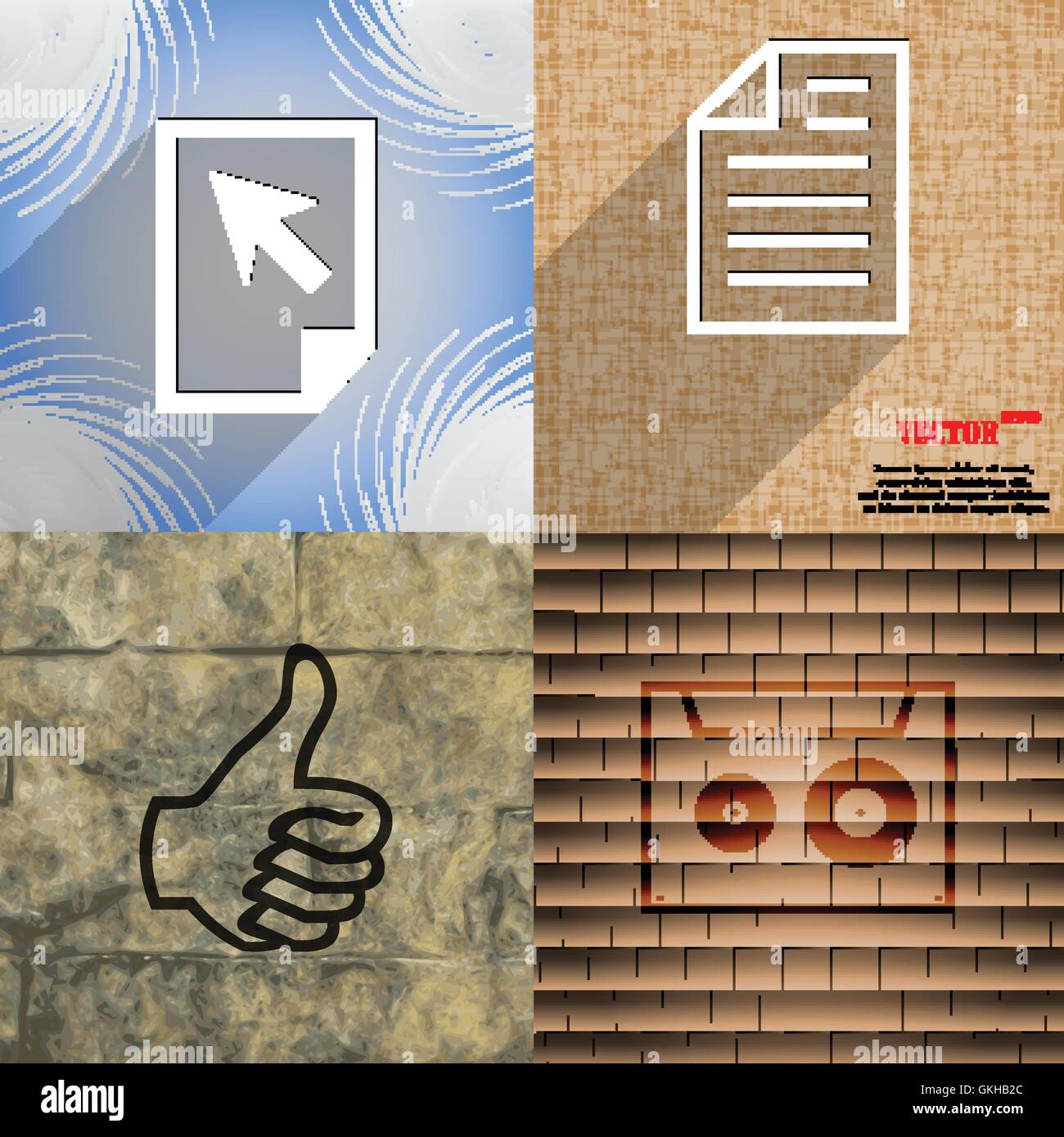 Set of abstract backgrounds with different web icons Stock Vector Image ...