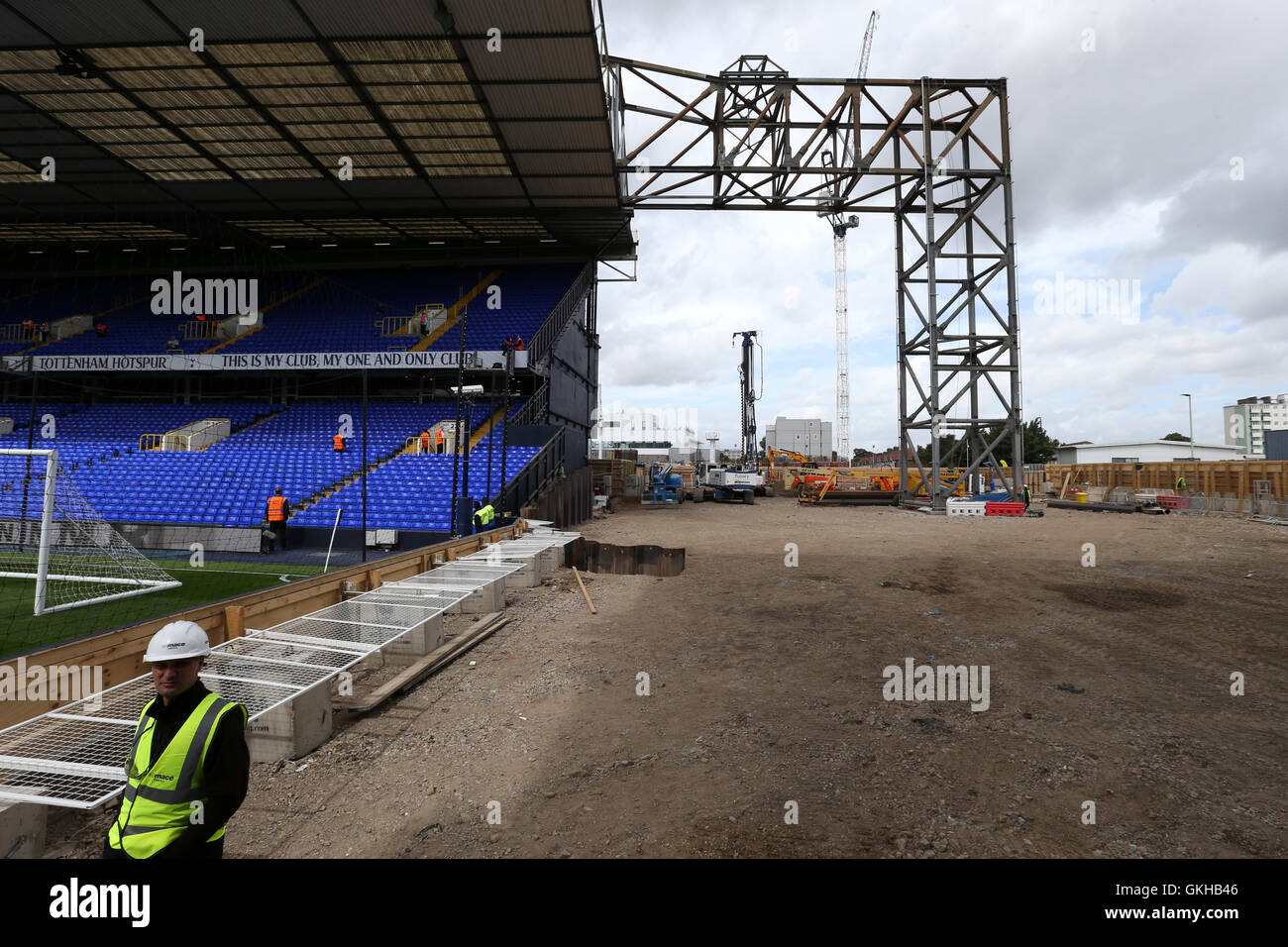 A general view of building work at White Hart Lane before the Premier ...