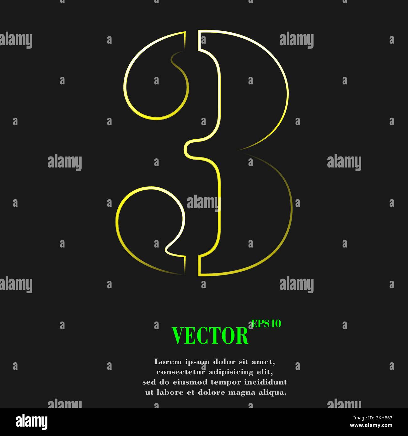number three icon symbol Flat modern web design with long shadow and ...