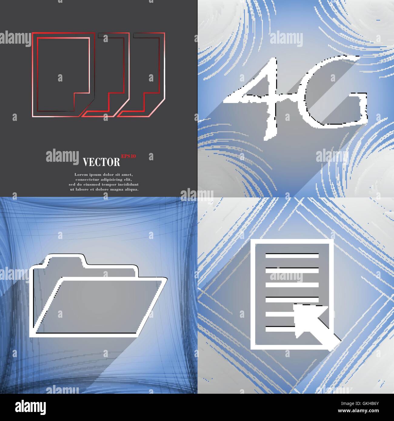 Set of abstract backgrounds with different web icons Stock Vector Image ...