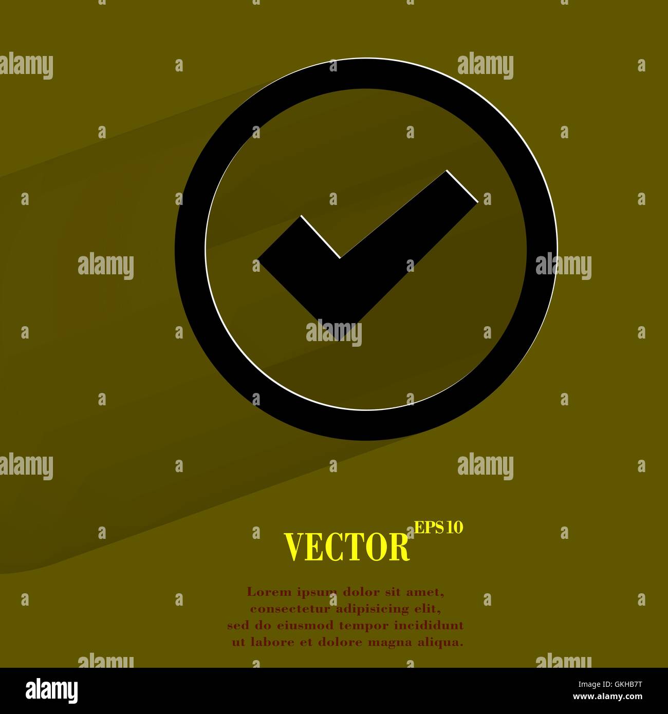 check mark. Flat modern web button with long shadow and space for your ...