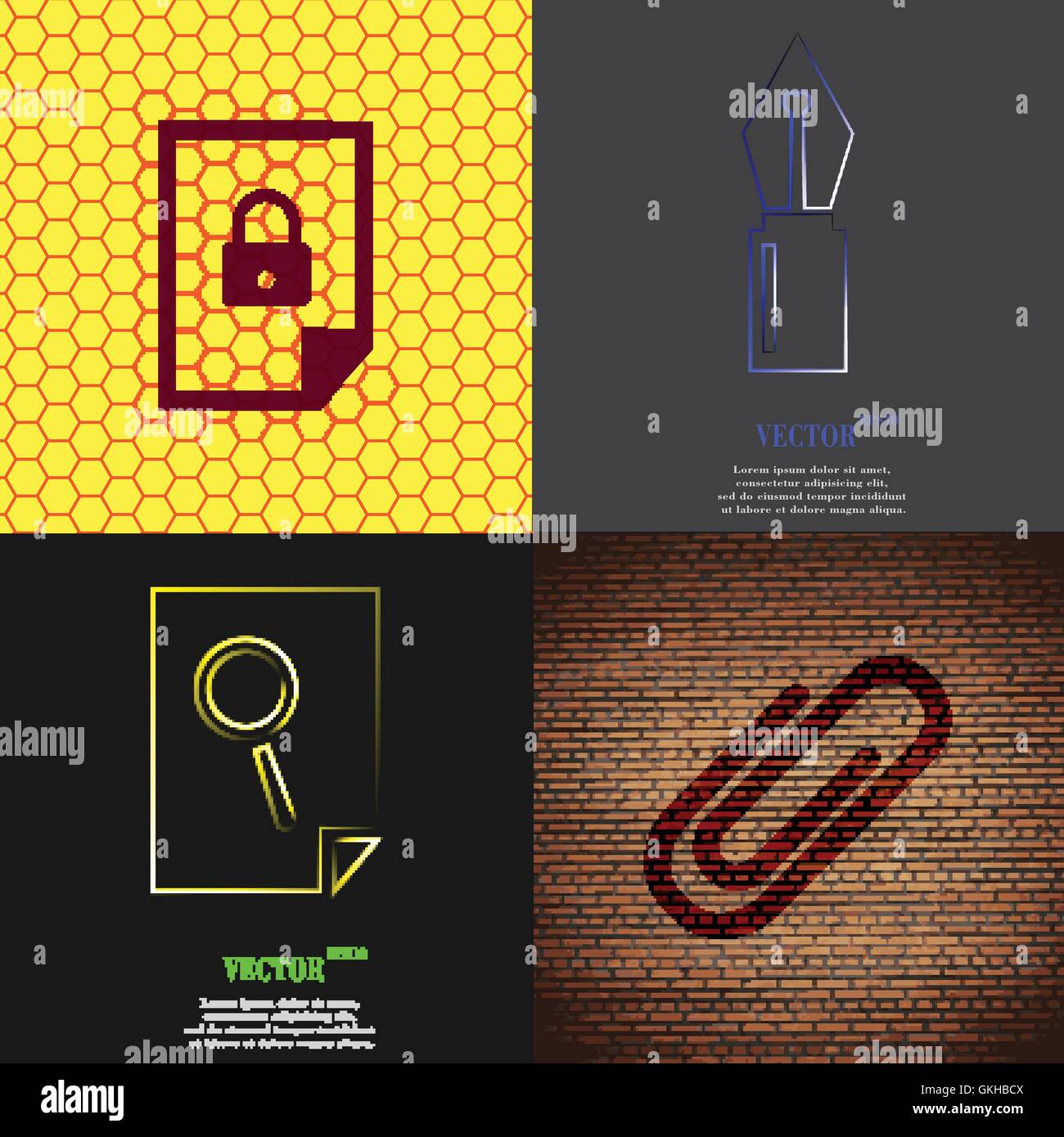 Set of abstract backgrounds with different web icons Stock Vector Image ...