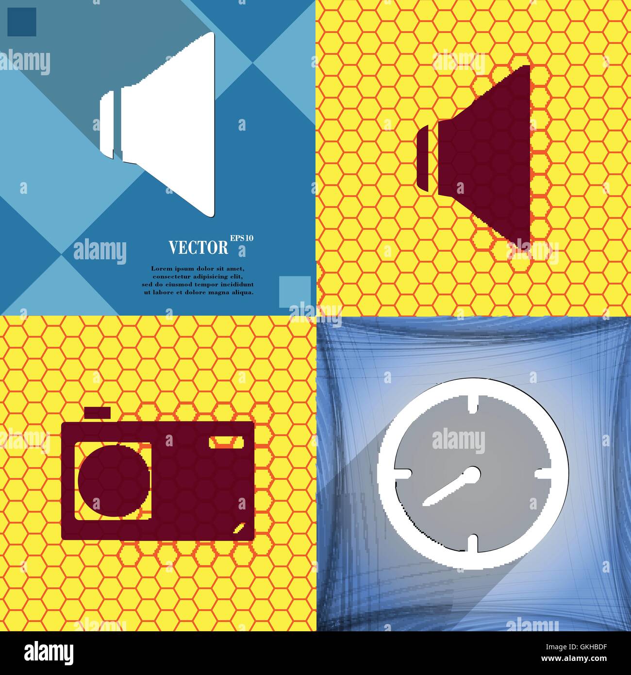 Set of abstract backgrounds with different web icons Stock Vector Image ...