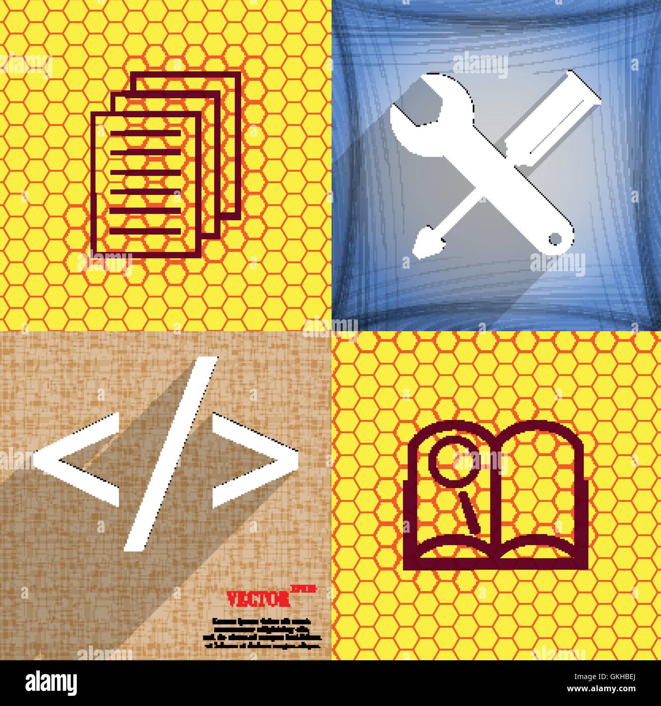 Set of abstract backgrounds with different web icons Stock Vector Image ...