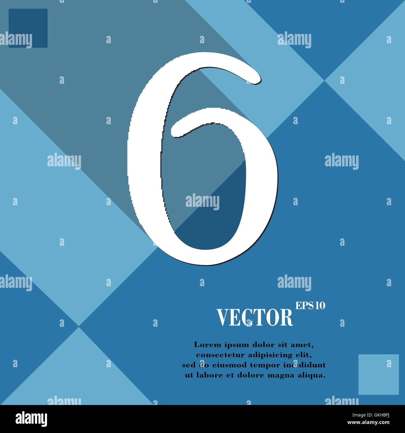 number six icon symbol Flat modern web design with long shadow and ...