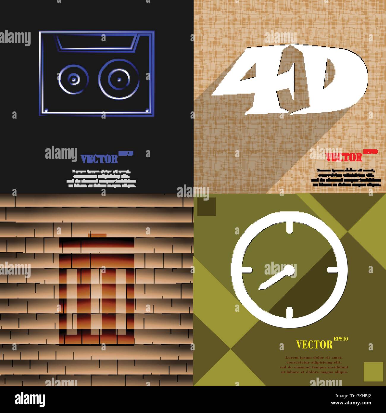 Set of abstract backgrounds with different web icons Stock Vector Image ...