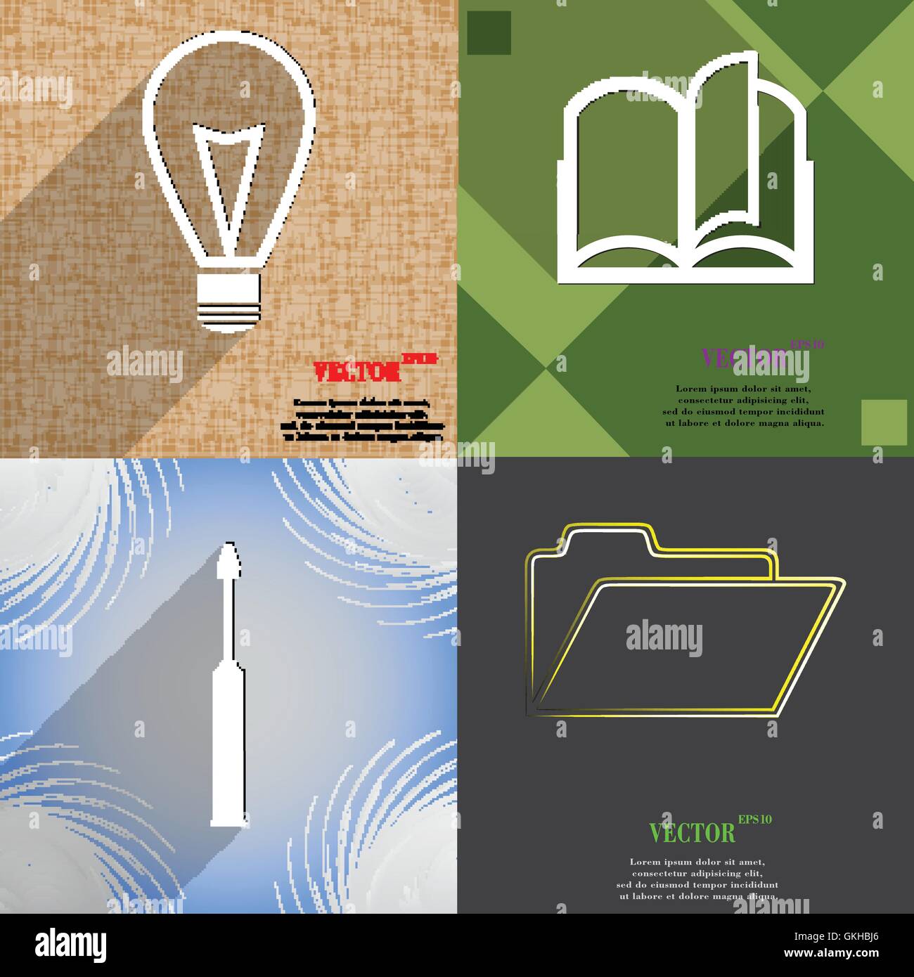 Set of abstract backgrounds with different web icons Stock Vector Image ...