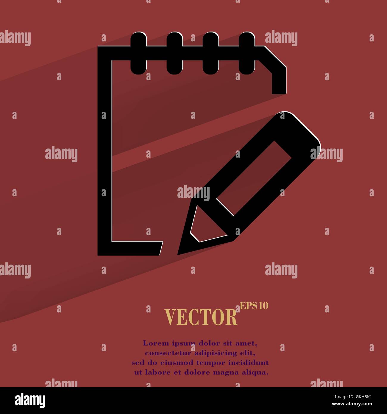 Notepad paper Documents. Flat modern web button with long shadow and space for your text Stock ...
