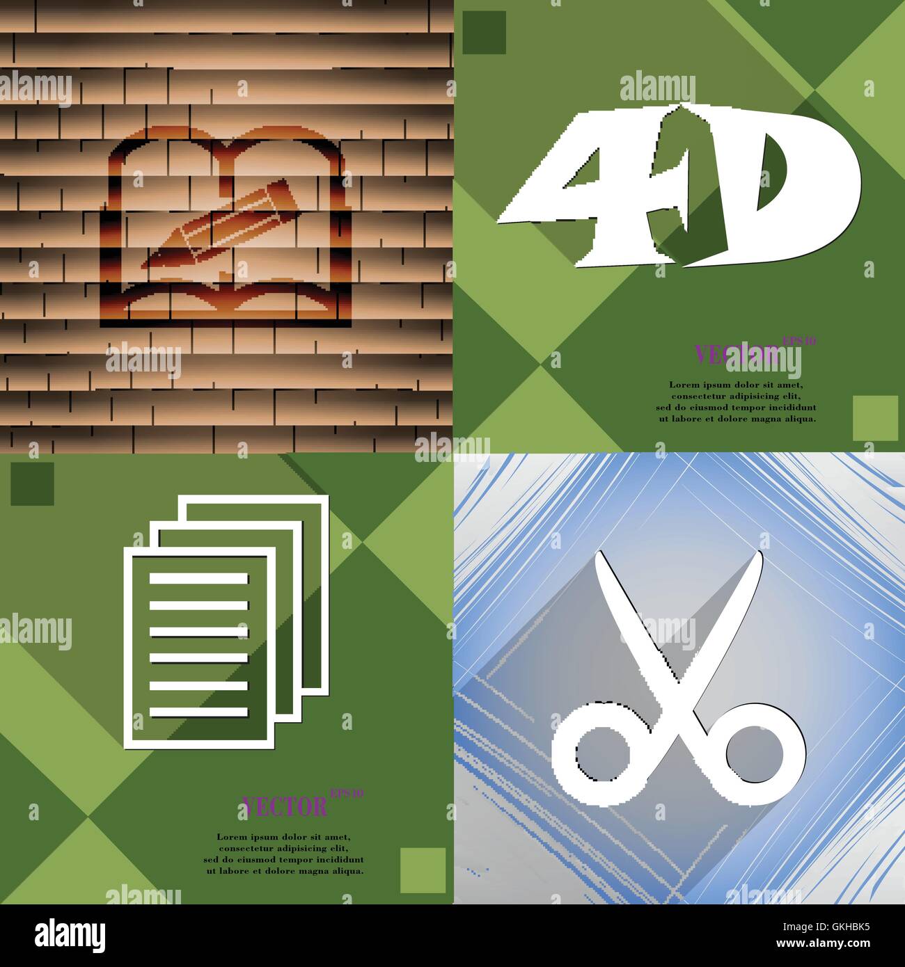 Set of abstract backgrounds with different web icons Stock Vector Image ...