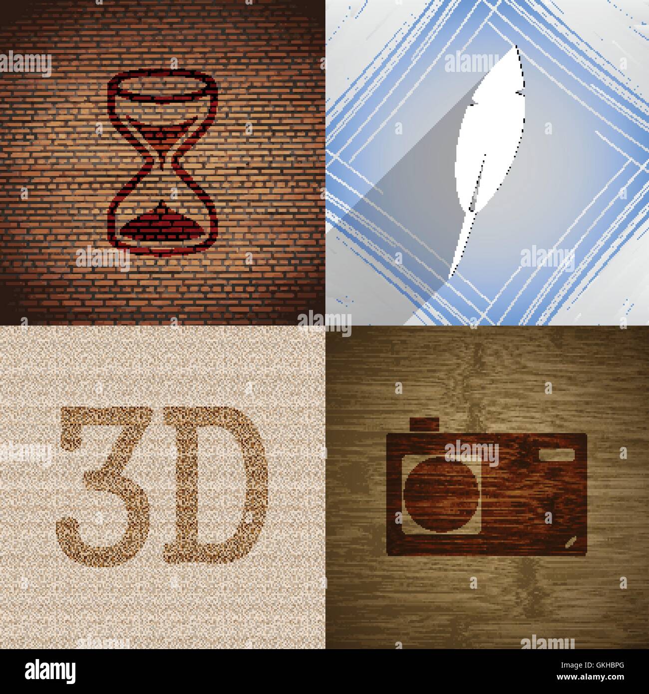 Set of abstract backgrounds with different web icons Stock Vector Image ...