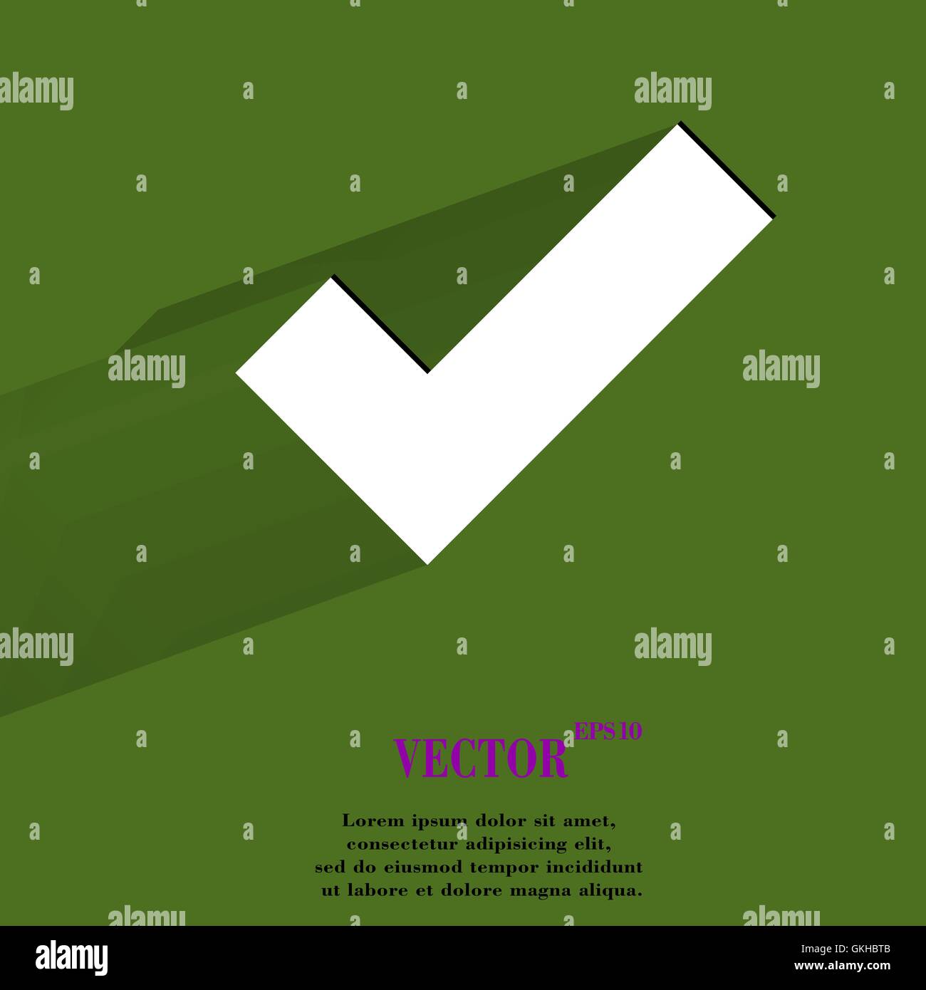 tick. Flat modern web button with long shadow and space for your text ...