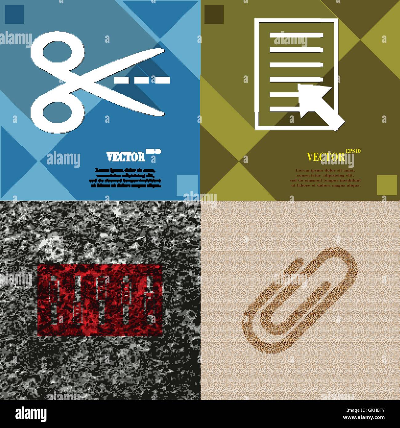 Set of abstract backgrounds with different web icons Stock Vector Image ...