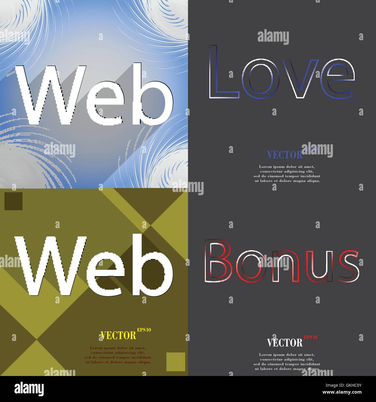 Set of the most popular web design icons on abstract background Stock ...