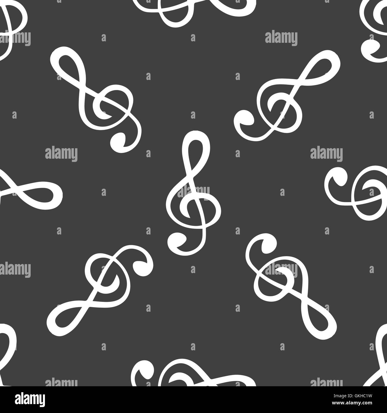 Music elements notes web icon. flat design. Seamless gray pattern Stock ...