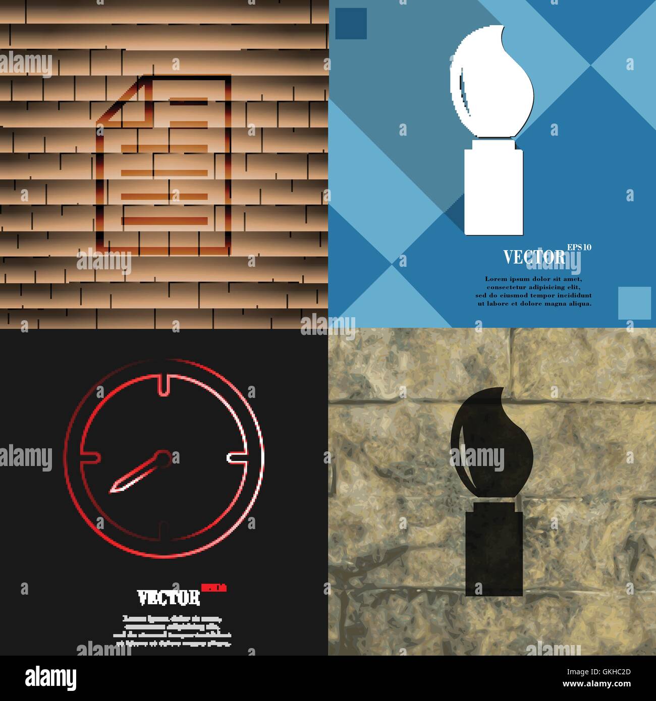 Set of abstract backgrounds with different web icons Stock Vector Image ...