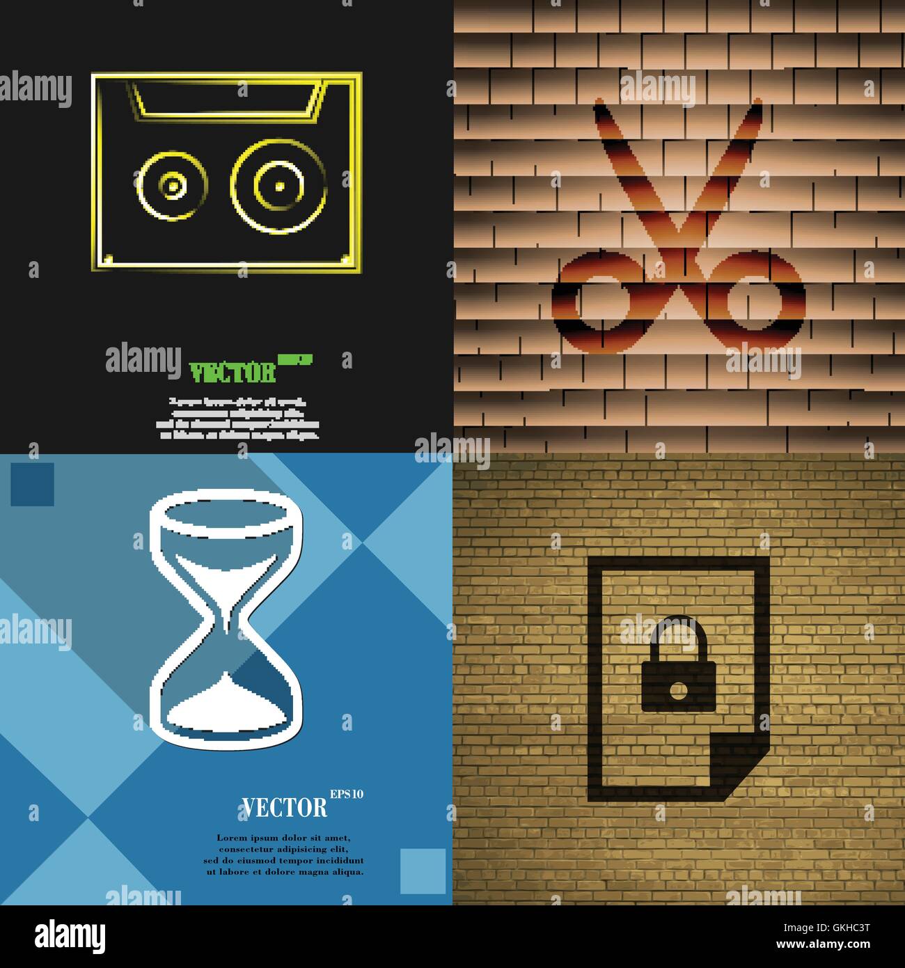 Set of abstract backgrounds with different web icons Stock Vector Image ...