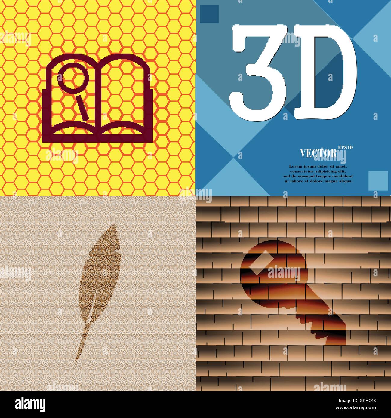 Set of abstract backgrounds with different web icons Stock Vector Image ...