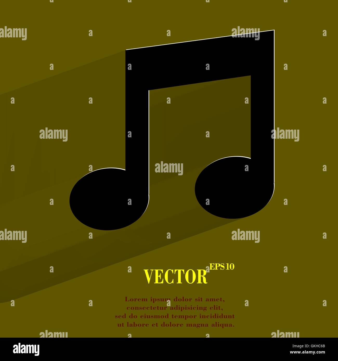 Music note. Flat modern web button with long shadow and space for your ...