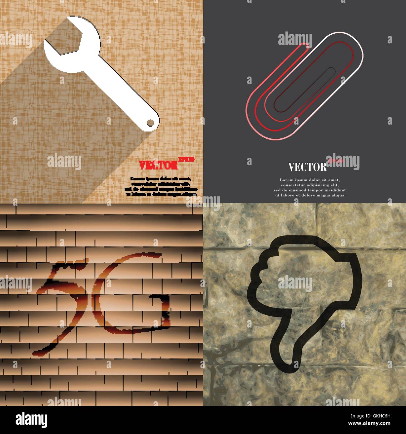 Set of abstract backgrounds with different web icons Stock Vector Image ...