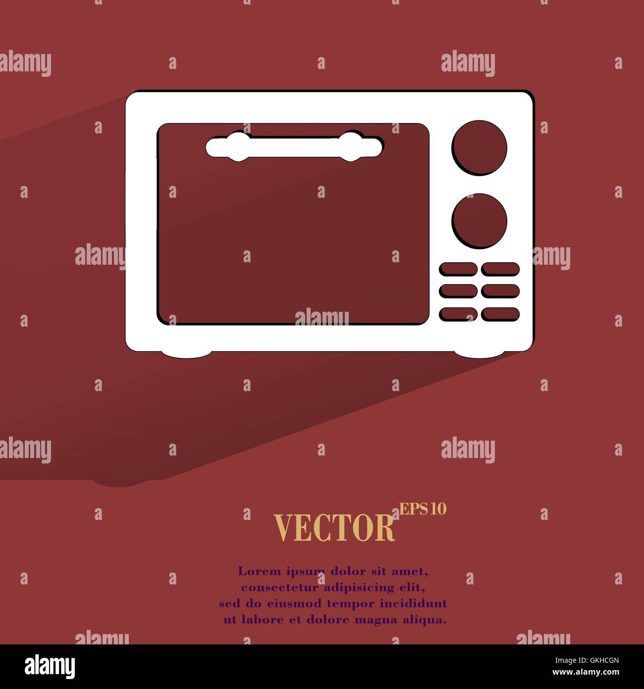 microwave. kitchen equipment. Flat modern web button with long shadow ...