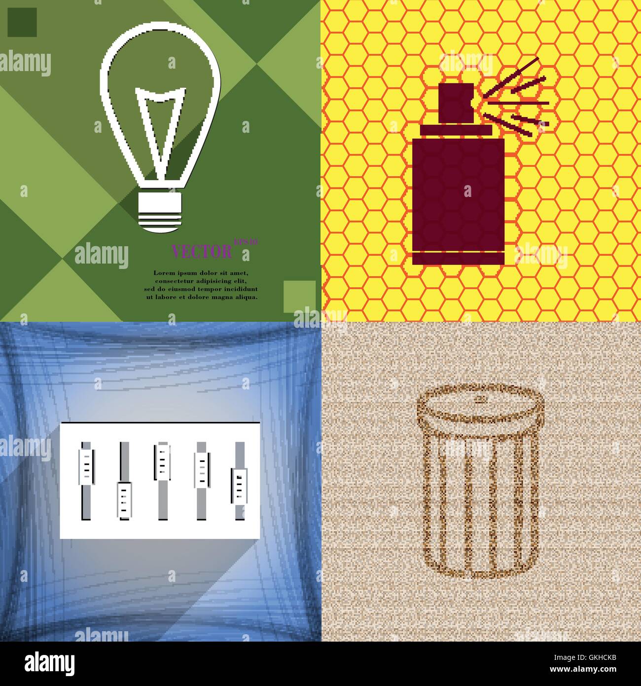 Set of abstract backgrounds with different web icons Stock Vector Image ...