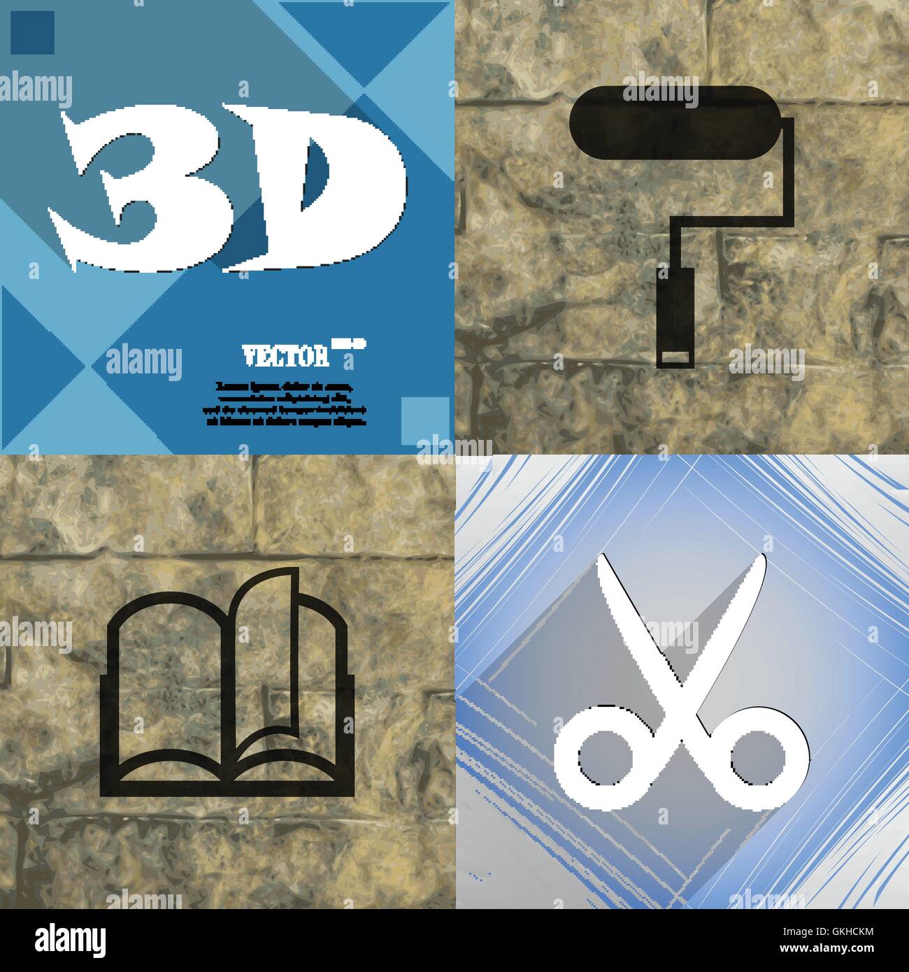 Set of abstract backgrounds with different web icons Stock Vector Image ...